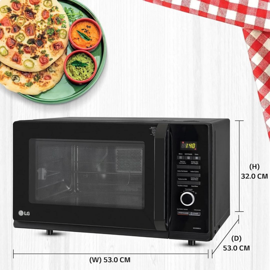 LG MC3286BLU 32L Convection Microwave Oven, Steel Black